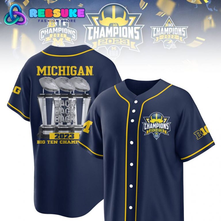 Michigan Wolverines Big Ten Conference Champions Baseball Jersey - Rebsuke