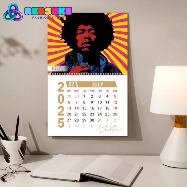 Jimi Hendrix New Year 2025 Wall Hanging Calendar - Rebsuke